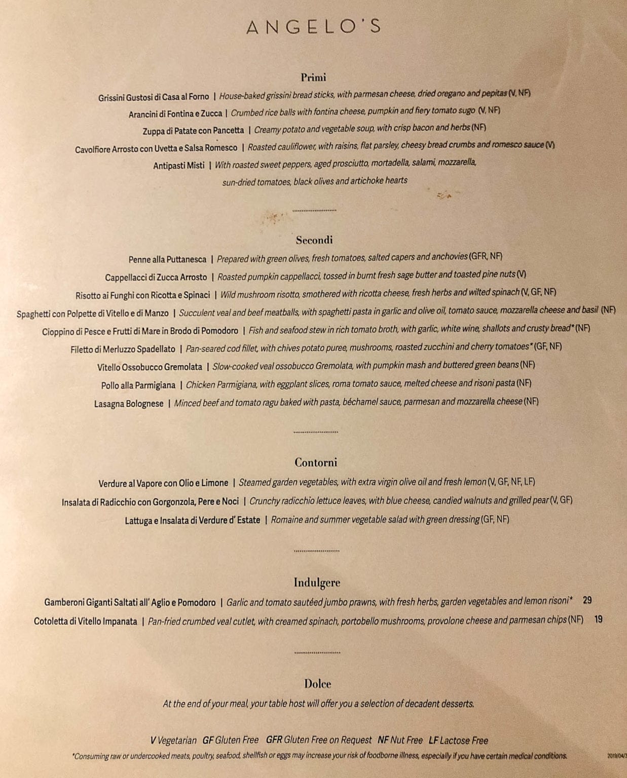 Dining at Angelo’s Italian Restaurant on P&O Cruises | Still As Life