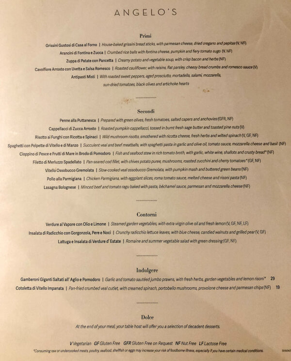 Dining at Angelo’s Italian Restaurant on P&O Cruises | Still As Life